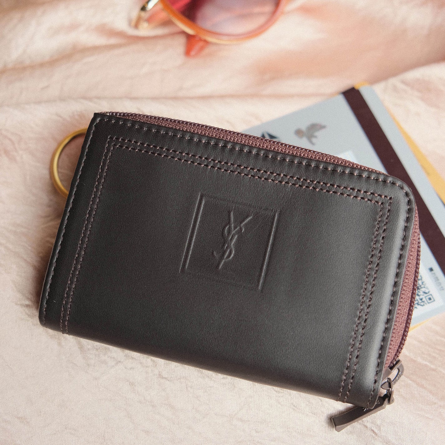 YSL Saint Laurent Leather Compact Zip Around Wallet - The Tanpopo Room